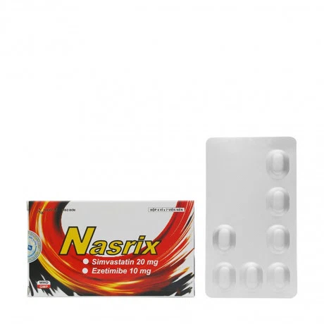 Viên nén Nasrix 20mg điều trị tăng cholesterol máu, giảm mỡ máu (4 vỉ x ...