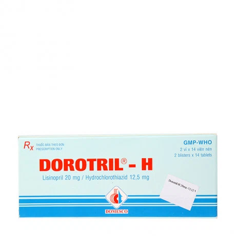 Viên nén Dorotril-H 20mg/12,5mg điều trị tăng huyết áp (2 vỉ x 14 viên)