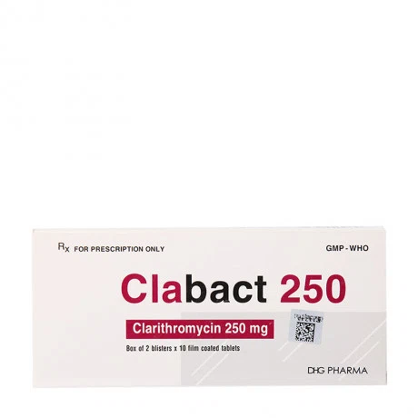 Viên nén Clabact 250mg điều trị nhiễm khuẩn đường hô hấp (2 vỉ x 10 viên)
