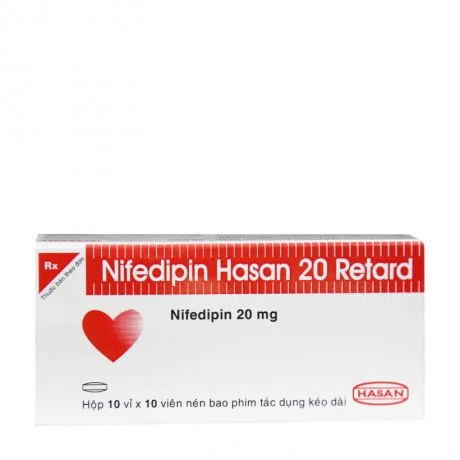 Viên nén Nifedipin Retard 20mg điều trị tăng huyết áp, đau thắt ngực ...