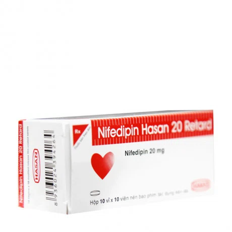 Viên nén Nifedipin Retard 20mg điều trị tăng huyết áp, đau thắt ngực ...