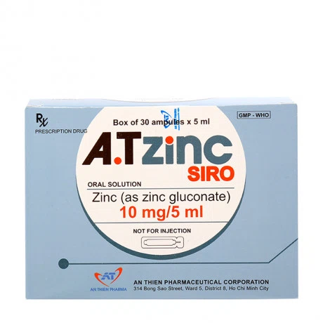 A.TzinC 10mg bổ sung kẽm, tăng cường sức đề kháng (30 ống x 5ml)