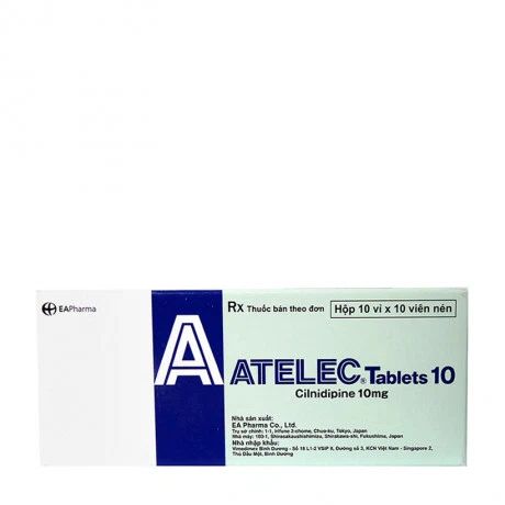 Viên nén Atelec 10mg điều trị tăng huyết áp (10 vỉ x 10 viên)