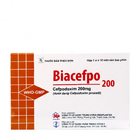 Viên nén Biacefpo 200mg kháng sinh điều trị nhiễm khuẩn (1 vỉ x 10 viên)