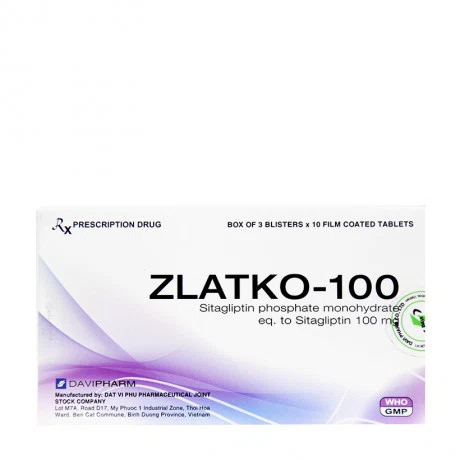 Viên nén Zlatko 100mg điều trị đái tháo đường type 2 (3 vỉ x 10 viên)