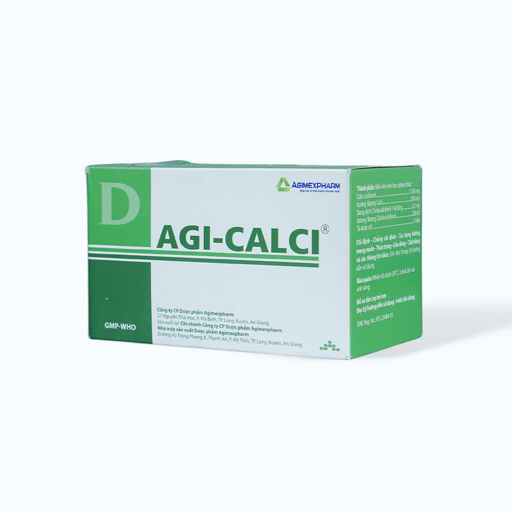 Viên nén Agi-Calci 1250mg bổ sung calci, D3 phòng và điều trị loãng ...
