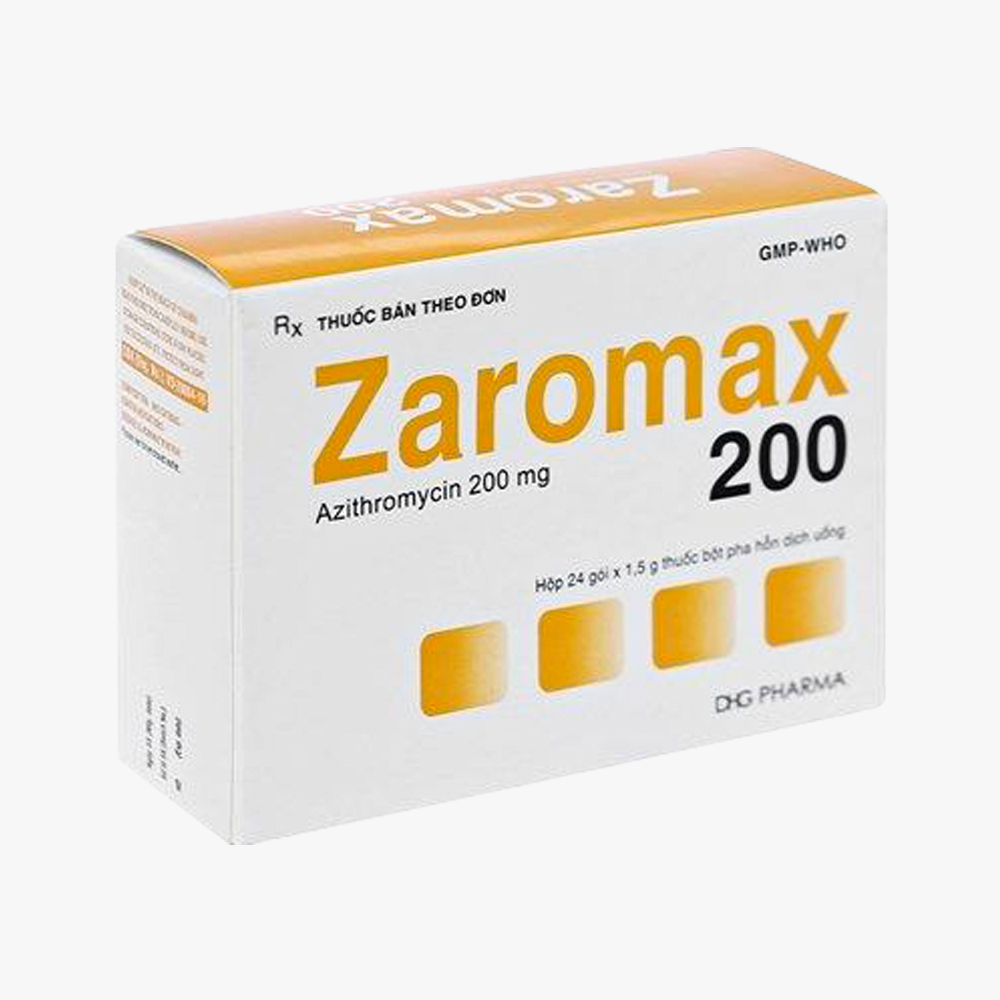 Bột pha uống Zaromax 200mg DHG điều trị nhiễm khuẩn đường hô hấp (hộp ...