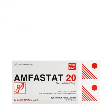 Viên nén bao phim Amfastat 20 Ampharco điều trị tăng lipid máu (10 vỉ x ...