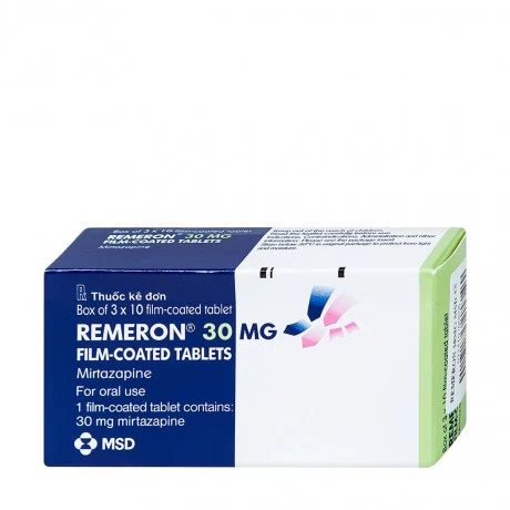 Viên nén Remeron 30mg điều trị các đợt của bệnh trầm cảm nặng (3 vỉ x ...