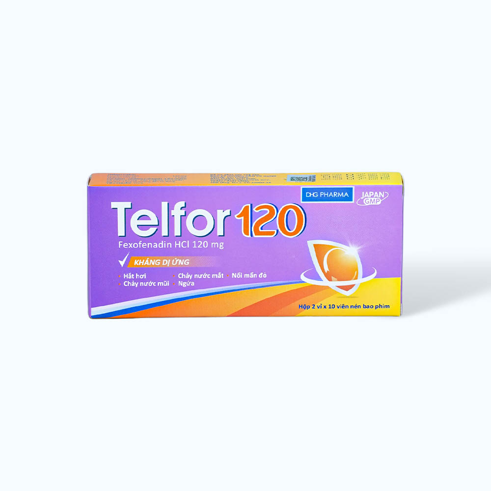Viên nén Telfor 120mg trị viêm mũi dị ứng, mày đay (2 vỉ x 10 viên)