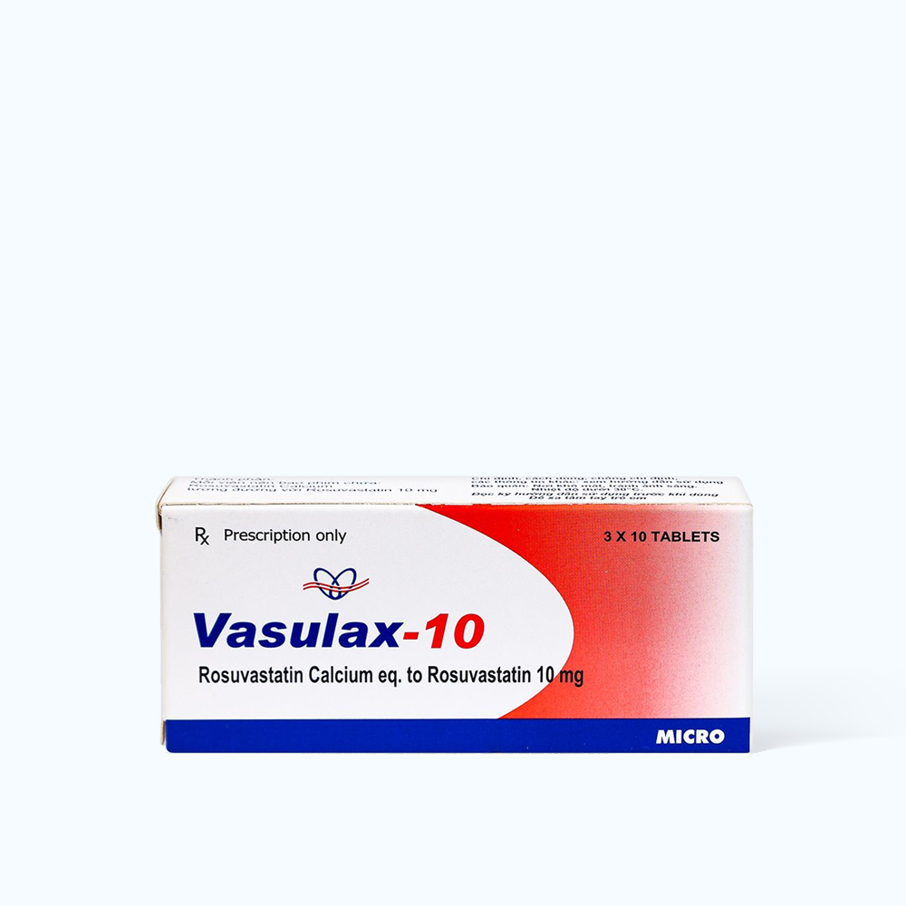 Viên nén Vasulax-10mg điều trị tăng cholesterol máu, giảm mỡ máu (3 vỉ ...