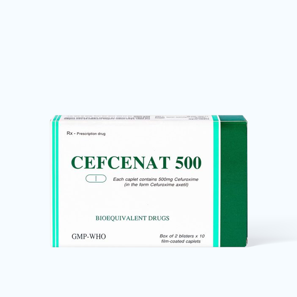 Viên nén Cefcenat 500mg kháng sinh điều trị nhiễm khuẩn (2 vỉ x 10 viên)