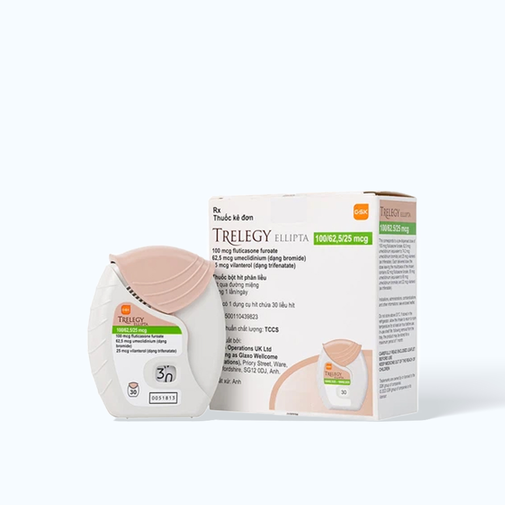 Bột hít phân liều Trelegy Ellipta GSK điều trị bệnh phổi tắc nghẽn mạn tính (30 liều hít)