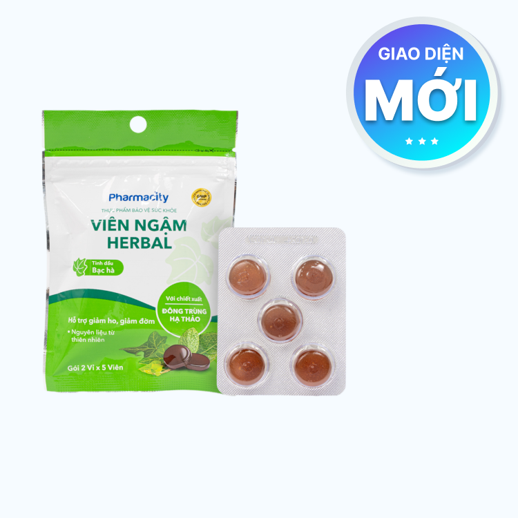 Viên ngậm Pharmacity Herbal Lozenges giảm ho, long đờm (2 vỉ x 5 viên)