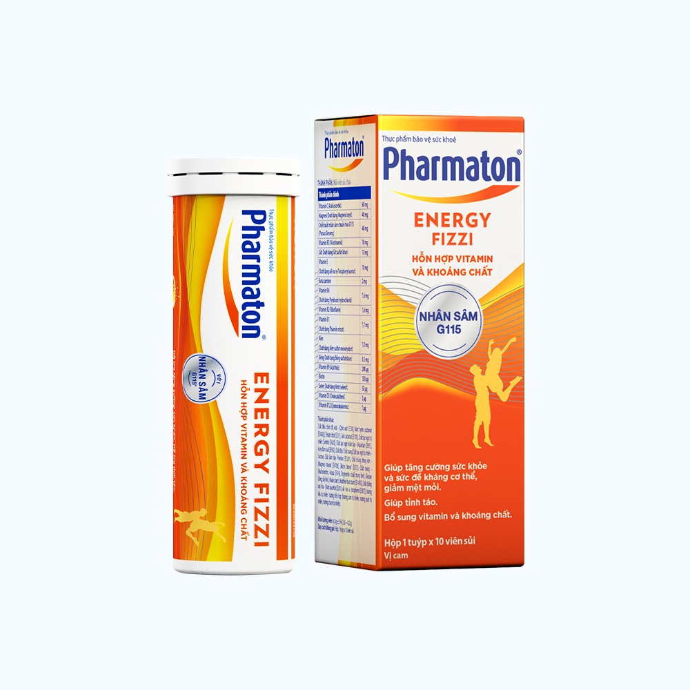 Pharmaton Energy Fizzi bổ sung vitamin và khoáng chất (Hộp 1 ống x 10 viên nén sủi)