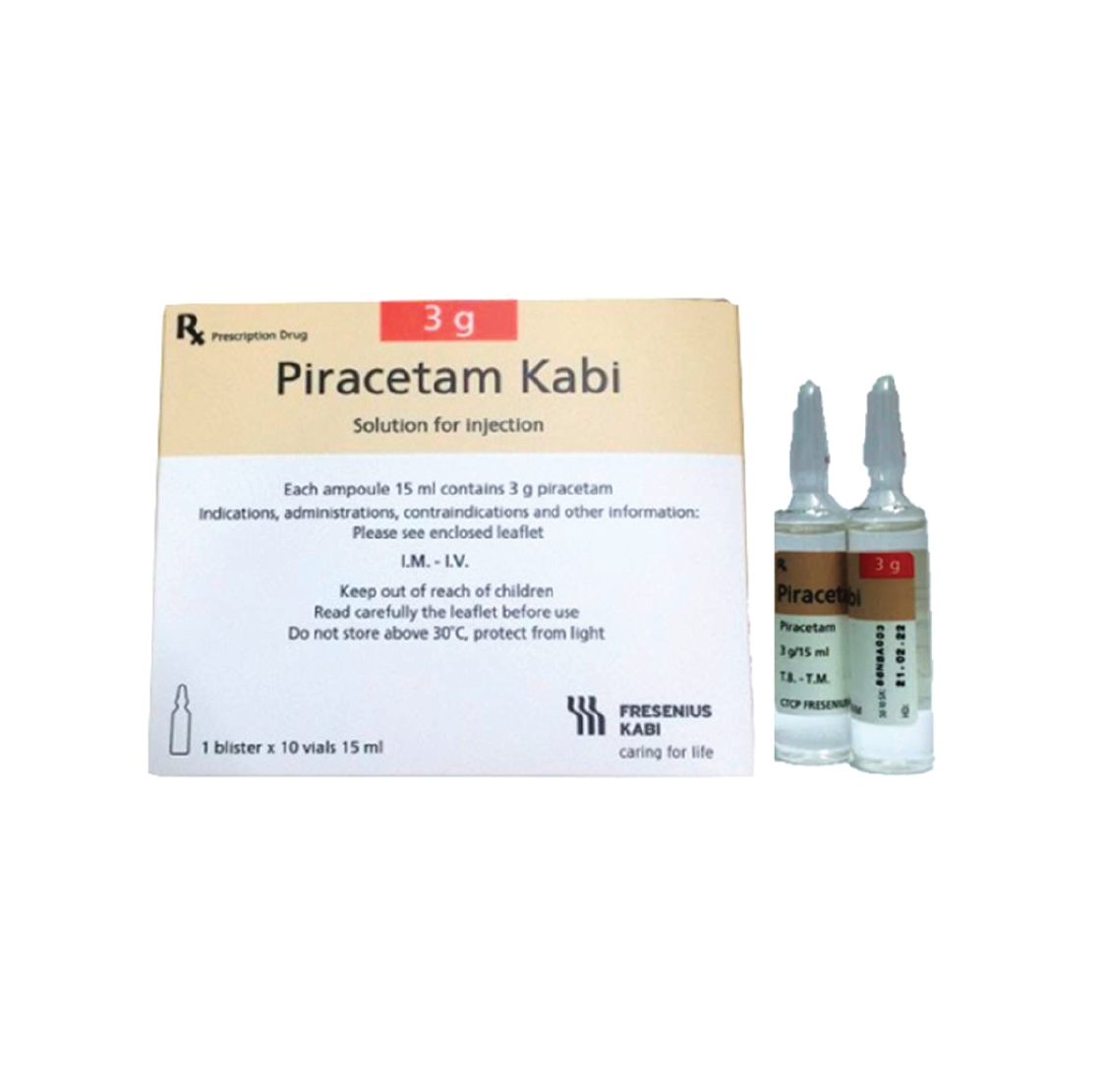 PIRACETAM KABI AMP INJ 3G 15ML 10