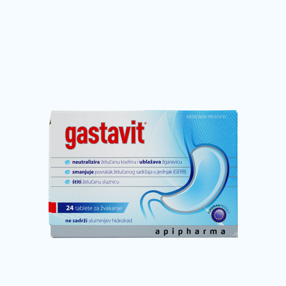 Viên Nhai Gastavit Apipharma Hỗ trợ trào ngược dạ dày (Hộp 24 viên)