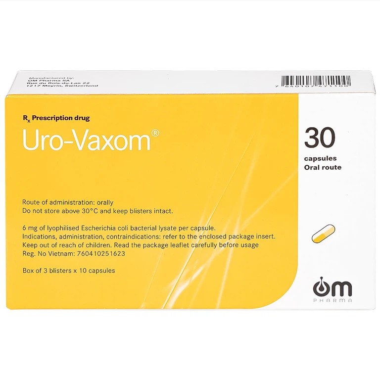 Uro-Vaxom 6mg OM Pharma (3 Vi x 10 Vien)