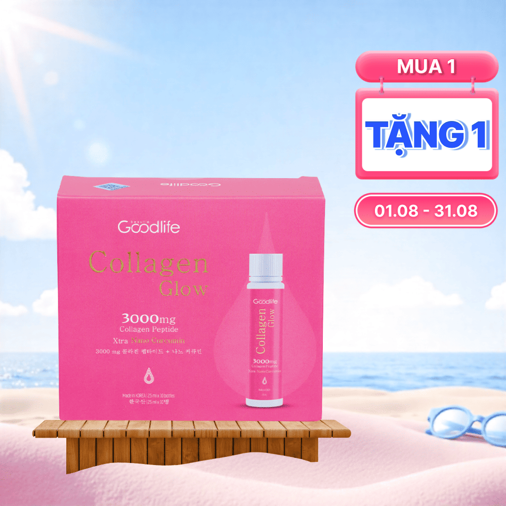 Goodlife Collagen Glow 3000Mg - Bí Quyết Phái Đẹp (Hộp 10 Ống X 25 Ml)