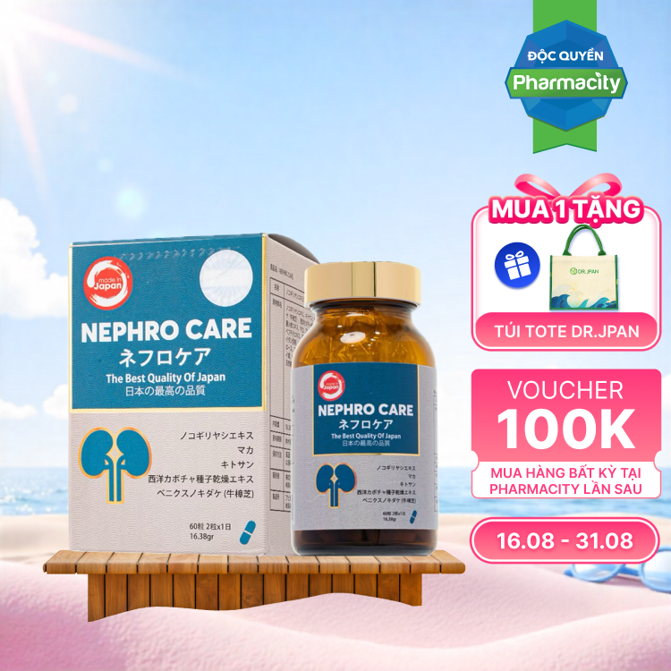 Thực phẩm bảo vệ sức khỏe Nephro Care (Hộp 60 viên)