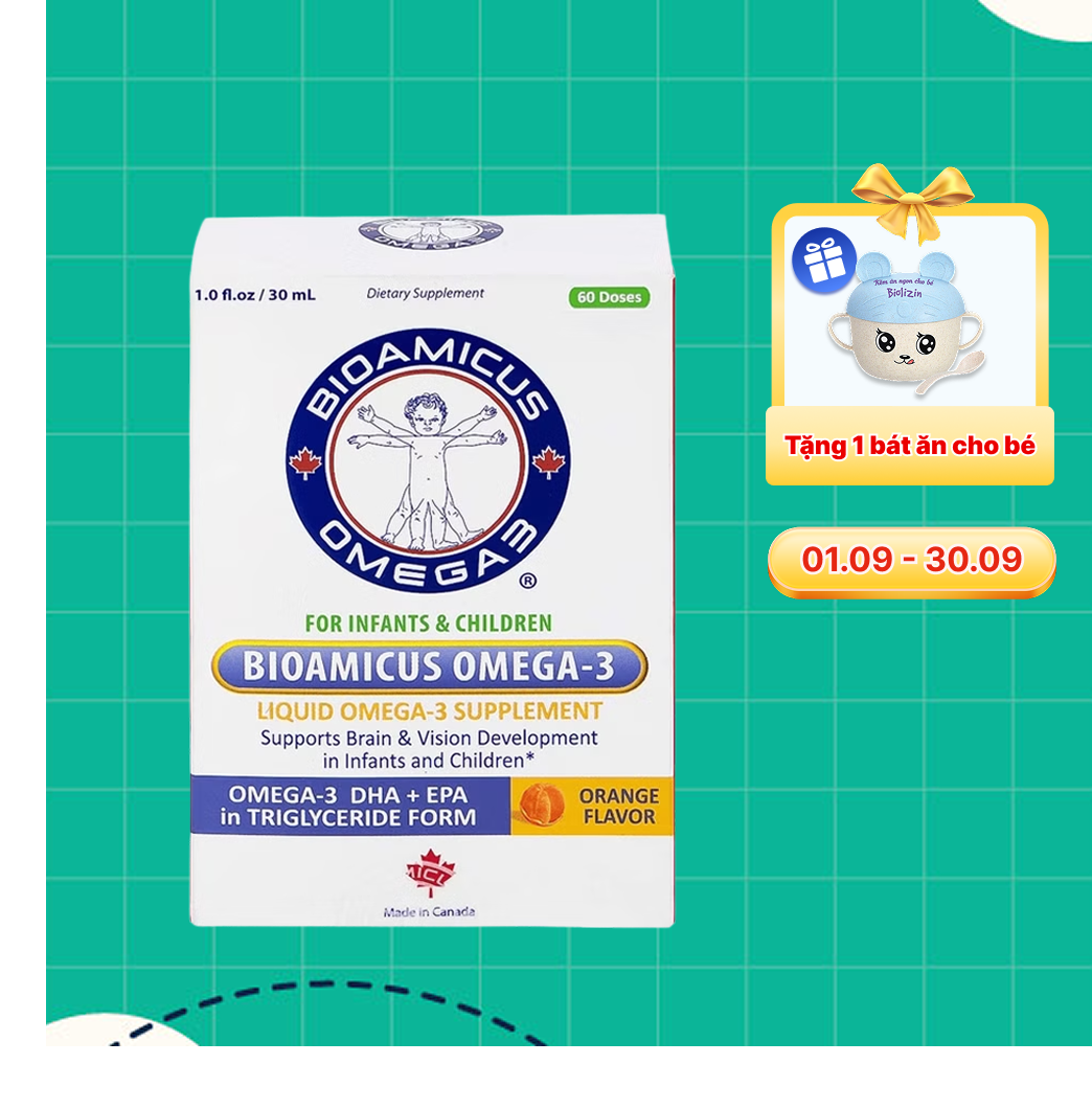 Dung dịch BIOAMICUS Omega-3 hỗ trợ tăng cường thị lực (Lọ 30ml)